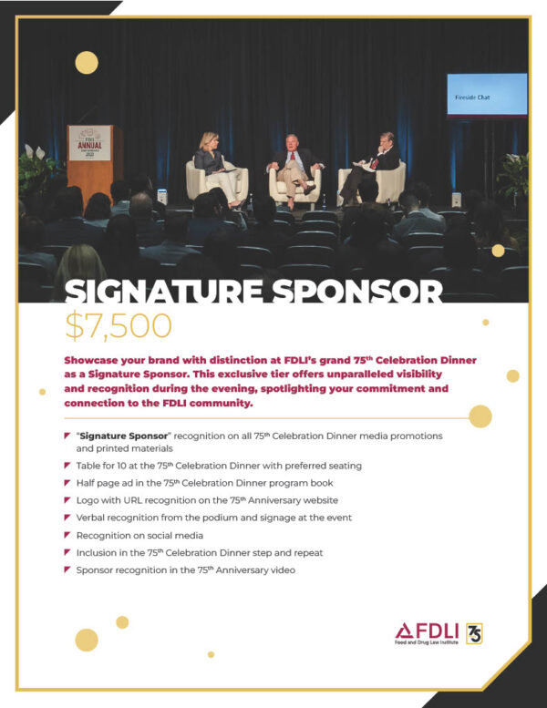 75th Anniversary Celebration Sponsorship Packages - Food and Drug Law ...